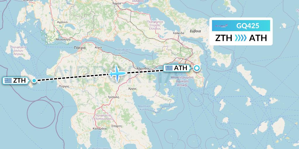GQ425 Flight Status Sky Express (Greece): Zakynthos to Athens (SEH425)