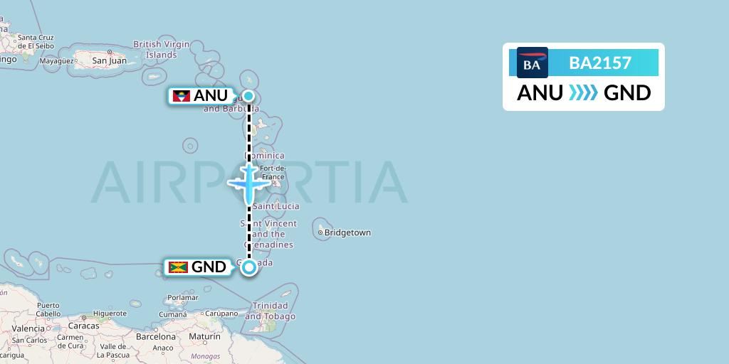 BA2157 Flight Status British Airways: Antigua to Point Salines (BAW2157)
