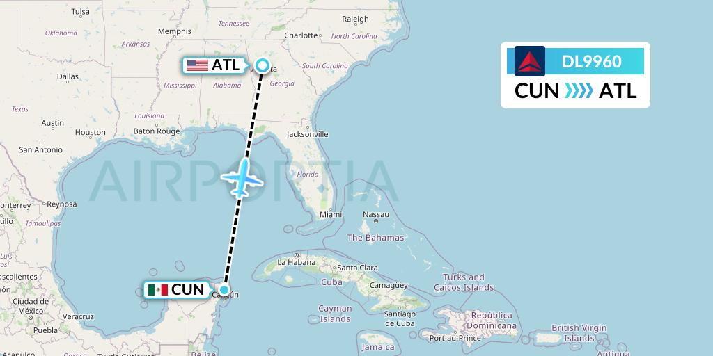 DL9960 Flight Status Delta Air Lines: Cancun to Atlanta (DAL9960)