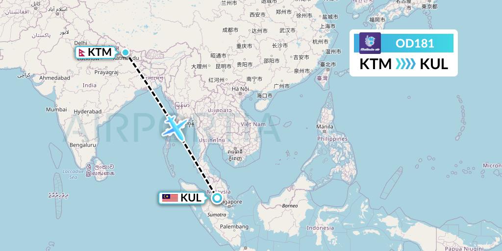OD181 Flight Status Batik Air Malaysia: Kathmandu to Kuala Lumpur (MXD181)