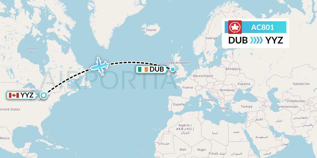 AC801 Flight Status Air Canada: Dublin to Toronto (ACA801)