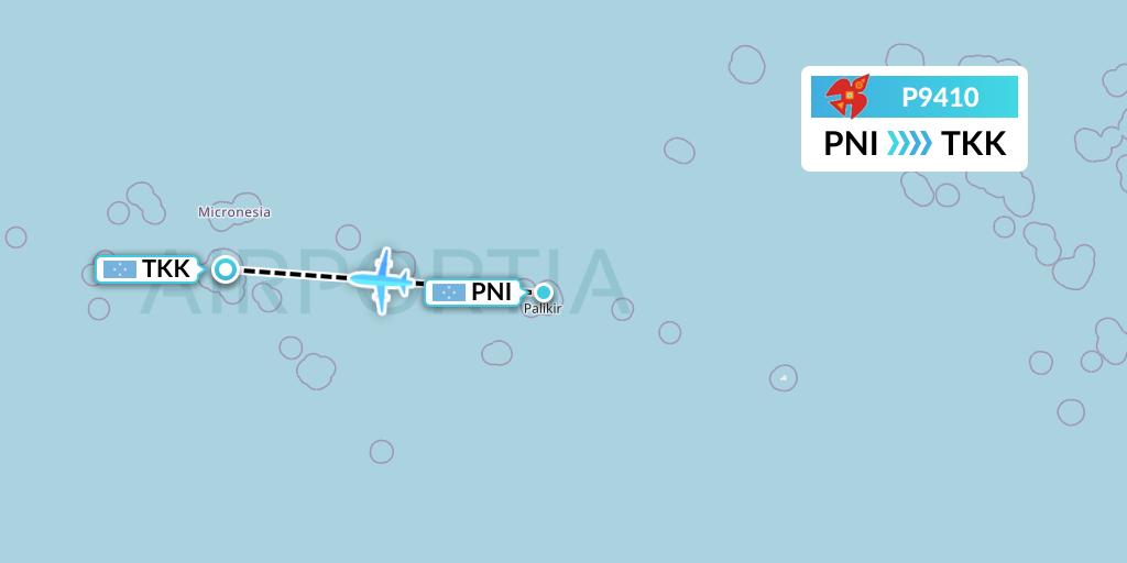 P9410 Flight Status Asia Pacific Airlines: Pohnpei to Chuuk (MGE410)