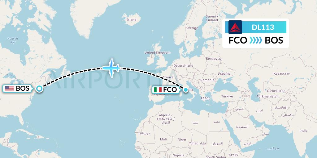 DL113 Flight Status Delta Air Lines: Rome to Boston (DAL113)