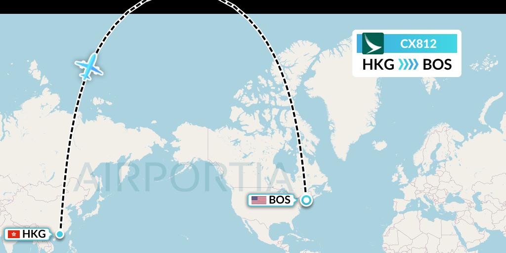 CX812 Flight Status Cathay Pacific: Hong Kong to Boston (CPA812)
