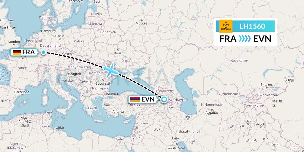 LH1560 Flight Status Lufthansa: Frankfurt to Yerevan (DLH1560)