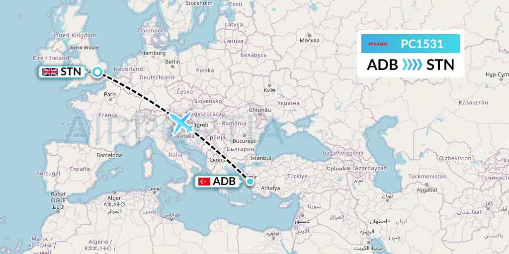 PC1531 Flight Status Pegasus Airlines: Izmir to London (PGT1531)