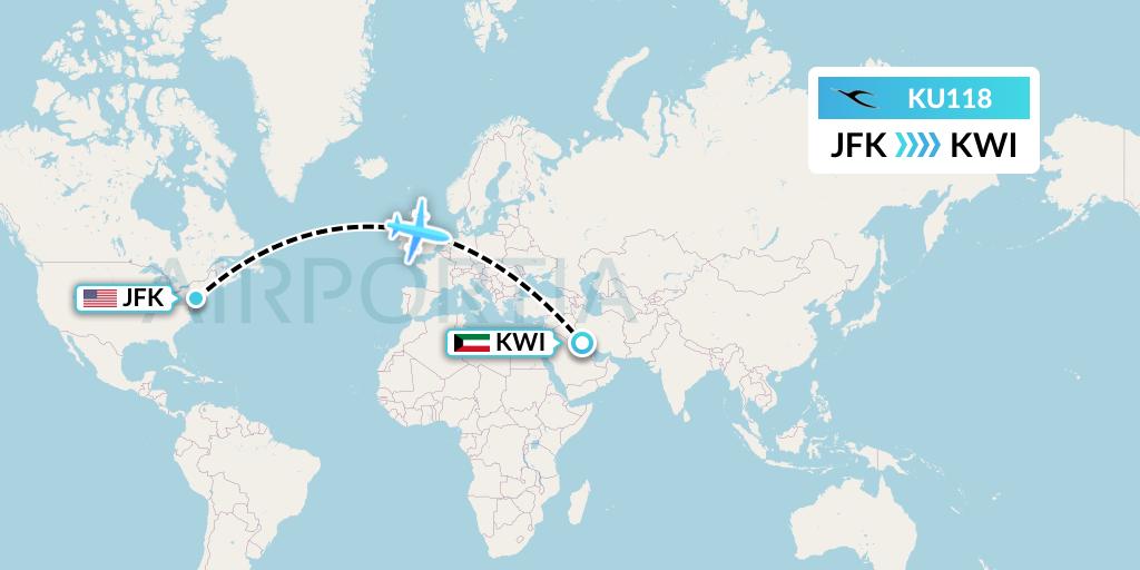 KU118 Flight Status Kuwait Airways: New York to Kuwait City (KAC118)