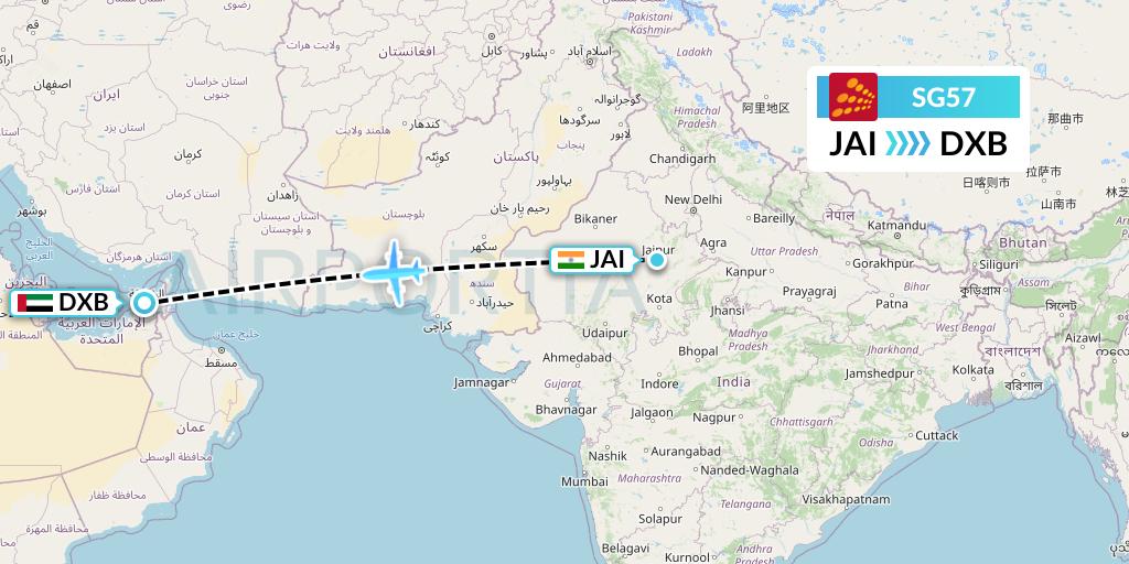 SG57 Flight Status SpiceJet: Jaipur to Dubai (SEJ57)