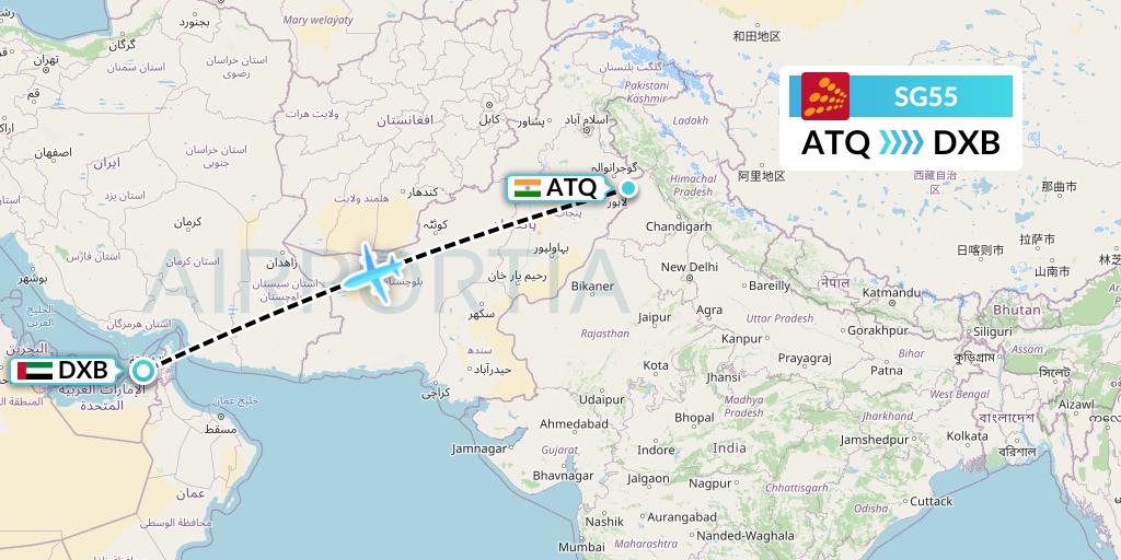 SG55 Flight Status SpiceJet: Amritsar to Dubai (SEJ55)