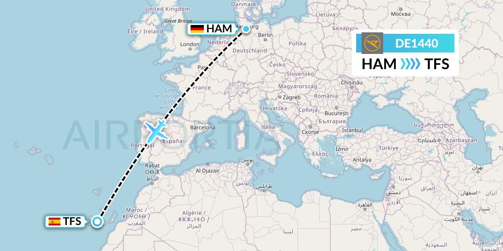 DE1440 Flight Status Condor: Hamburg to Tenerife (CFG1440)