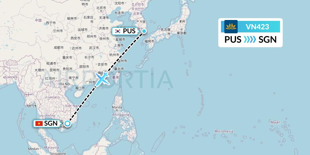 VN423 Flight Status Vietnam Airlines: Busan to Ho Chi Minh City (HVN423)