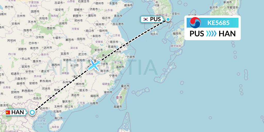KE5685 Flight Status Korean Air: Busan to Hanoi (KAL5685)