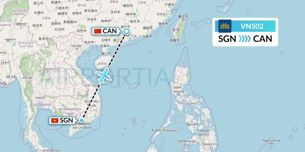 VN502 Flight Status Vietnam Airlines: Ho Chi Minh City to Guangzhou ...