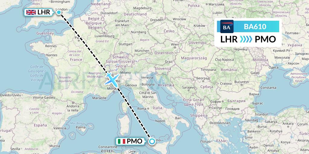 BA610 Flight Status British Airways: London to Palermo (BAW610)