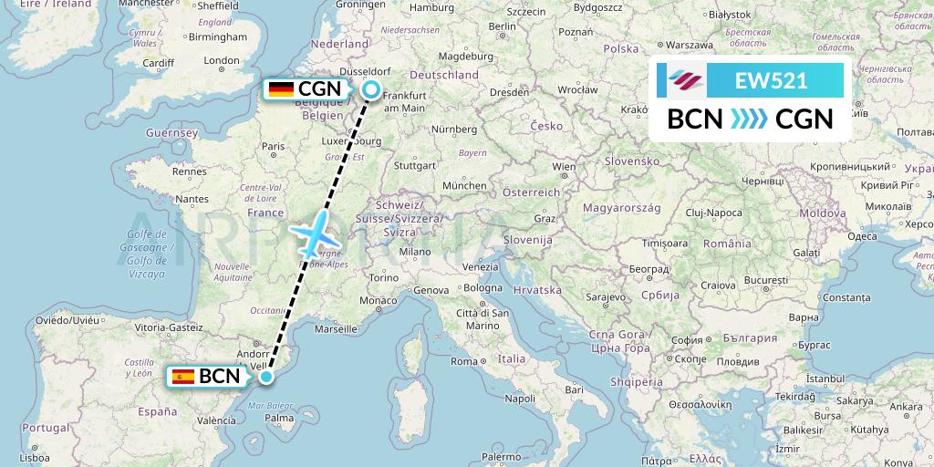 EW521 Flight Status Eurowings: Barcelona to Cologne (EWG521)