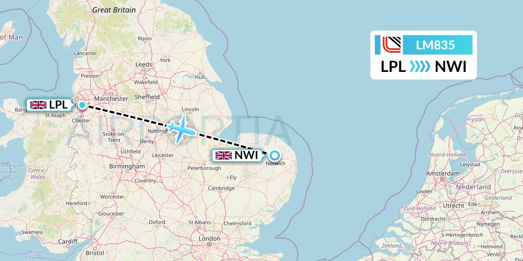 LM835 Flight Status Loganair: Liverpool to Norwich (LOG835)