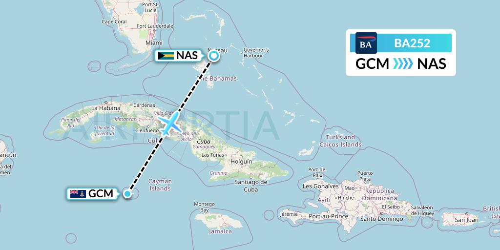 BA252 Flight Status British Airways: George Town to Nassau (BAW252)
