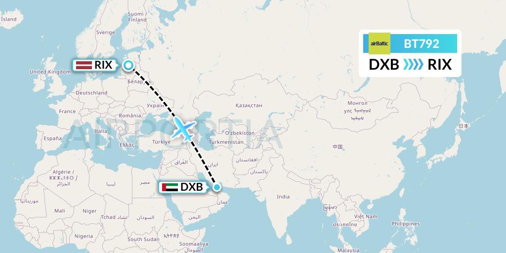 BT792 Flight Status Air Baltic: Dubai to Riga (BTI792)