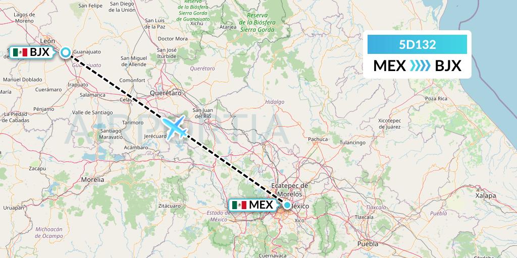 5D132 Flight Status Aeromexico Connect: Mexico City to Silao (SLI132)