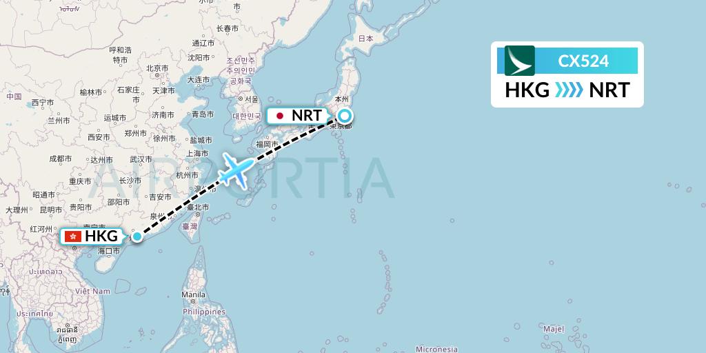 CX524 Flight Status Cathay Pacific: Hong Kong to Tokyo (CPA524)