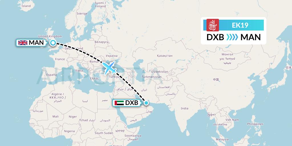 EK19 Flight Status Emirates: Dubai to Manchester (UAE19)