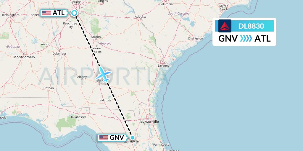 DL8830 Flight Status Delta Air Lines: Gainesville to Atlanta (DAL8830)