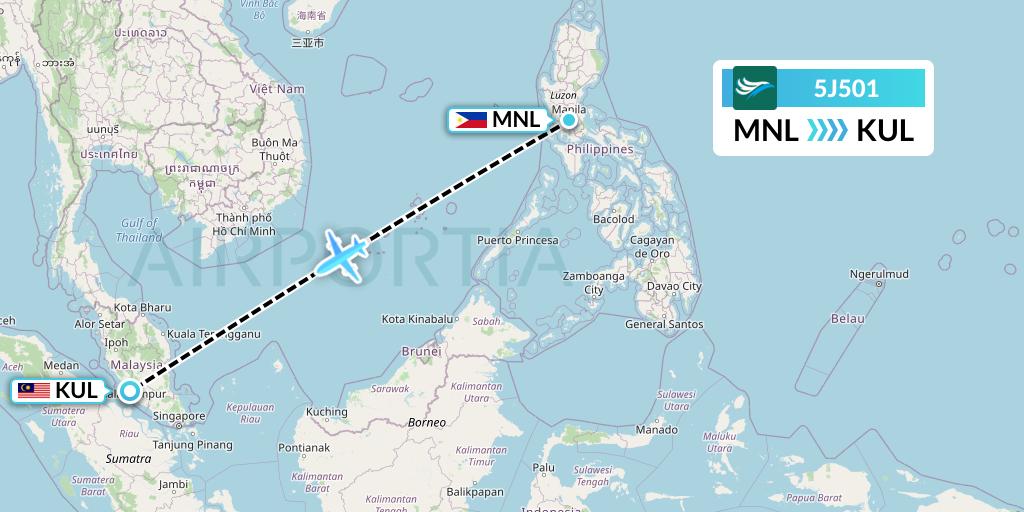 5J501 Flight Status CEBU Pacific Air: Manila to Kuala Lumpur (CEB501)
