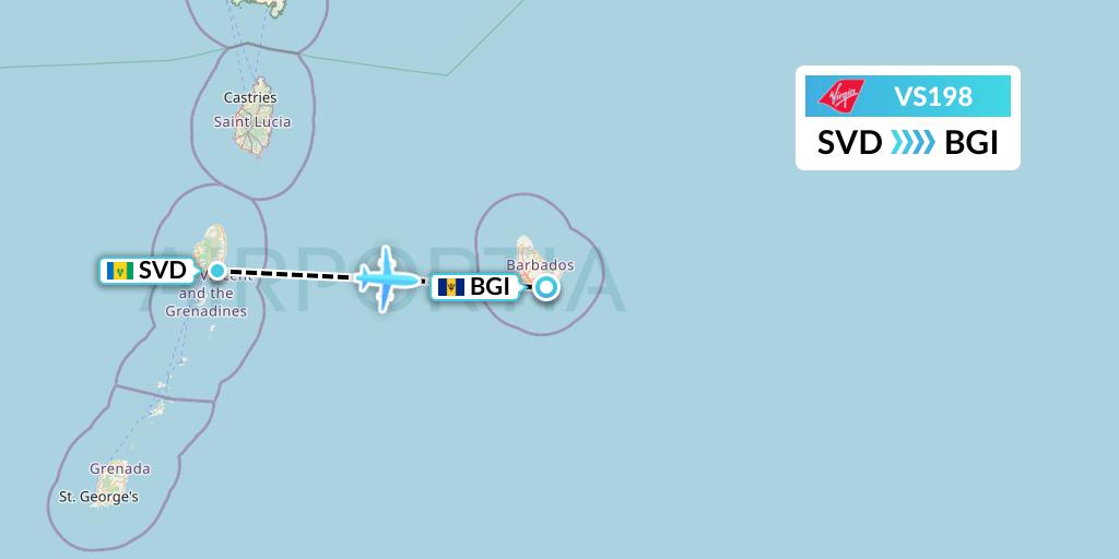 VS198 Flight Status Virgin Atlantic Airways: Kingstown to Bridgetown ...