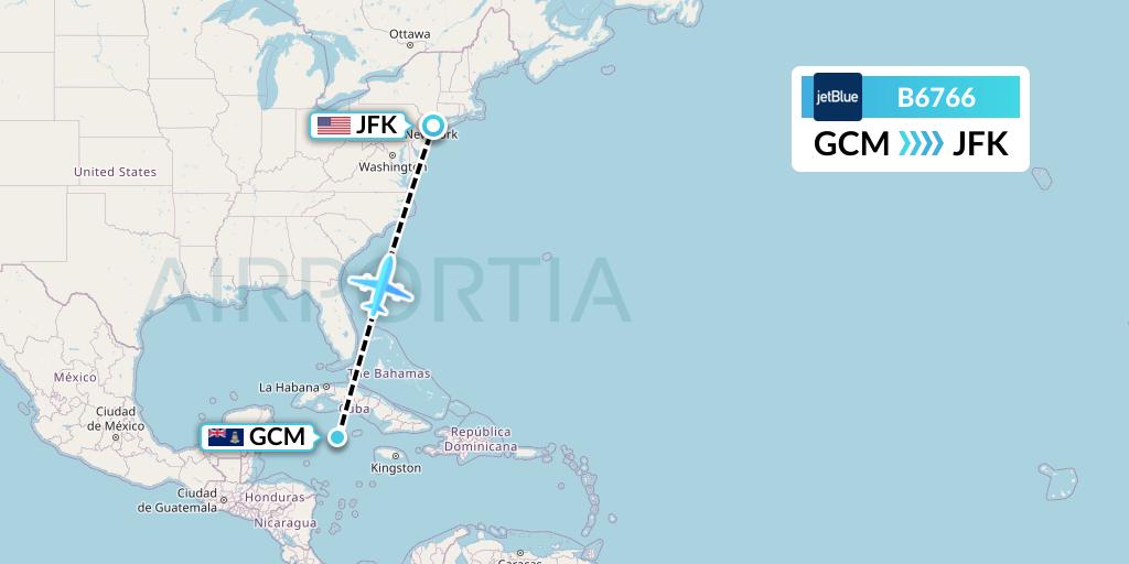 B6766 Flight Status JetBlue Airways: George Town to New York (JBU766)