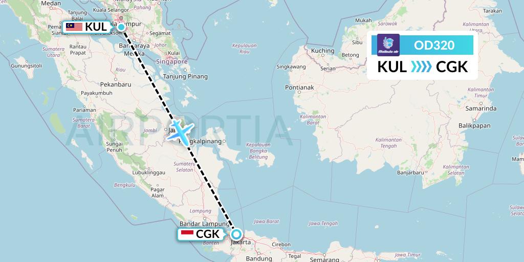 OD320 Flight Status Batik Air Malaysia: Kuala Lumpur to Jakarta (MXD320)
