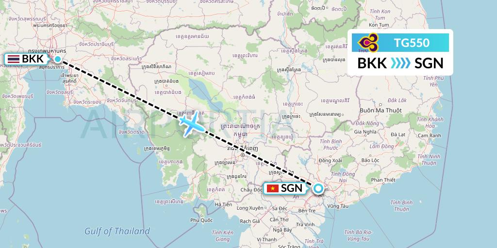 TG550 Flight Status Thai Airways: Bangkok to Ho Chi Minh City (THA550)