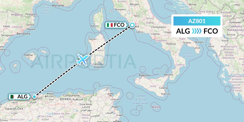 AZ801 Flight Status ITA Airways: Algiers to Rome (ITY801)