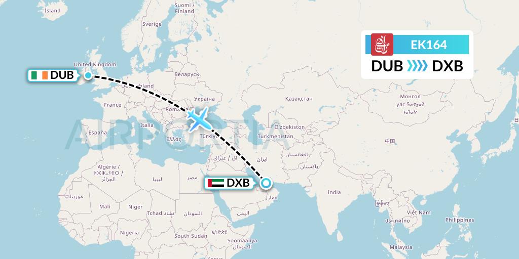 EK164 Flight Status Emirates: Dublin to Dubai (UAE164)