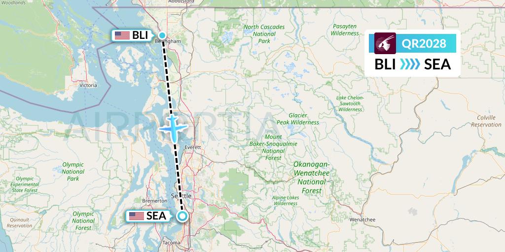 QR2028 Flight Status Qatar Airways: Bellingham to Seattle (QTR2028)