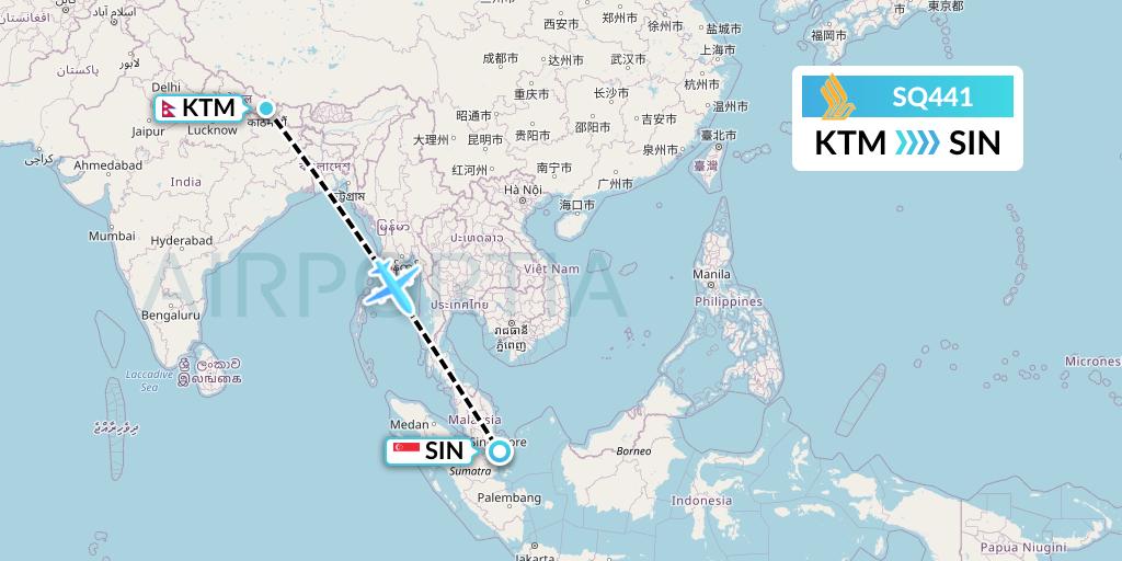 SQ441 Flight Status Singapore Airlines: Kathmandu to Singapore (SIA441)