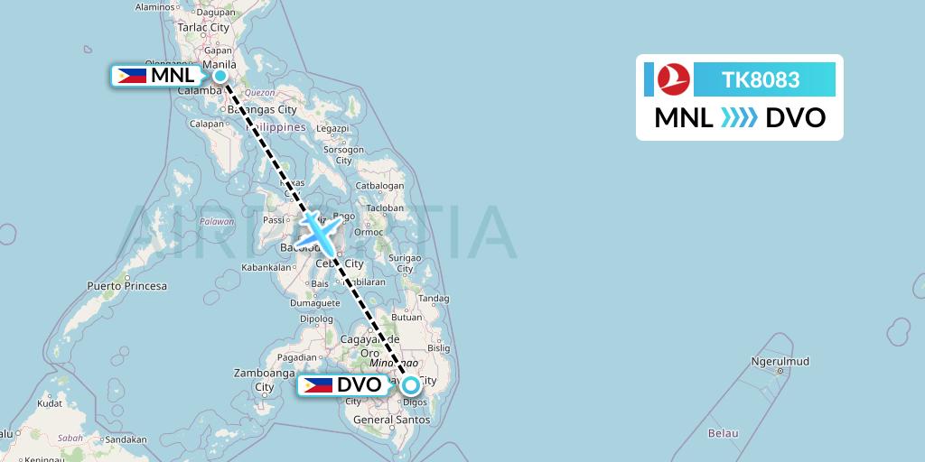 TK8083 Flight Status Turkish Airlines: Manila to Davao City (THY8083)