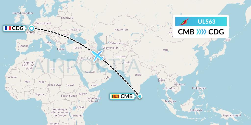 UL563 Flight Status SriLankan Airlines: Colombo to Paris (ALK563)