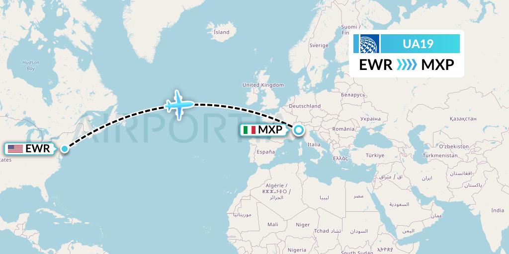 UA19 Flight Status United Airlines: New York to Milan (UAL19)