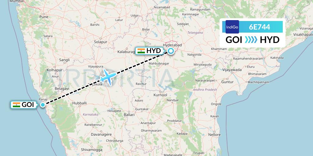 6E744 Flight Status IndiGo Airlines: Goa to Hyderabad (IGO744)