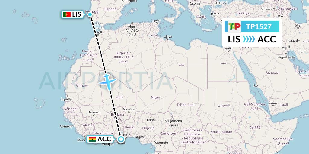 TP1527 Flight Status TAP Portugal: Lisbon to Accra (TAP1527)