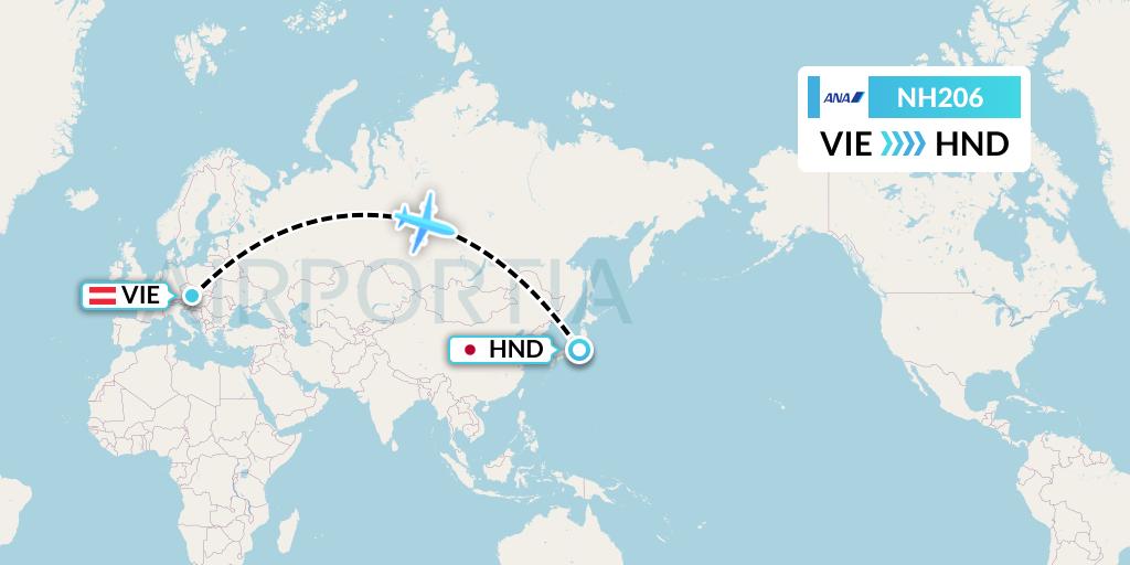 NH206 Flight Status All Nippon Airways: Vienna to Tokyo (ANA206)