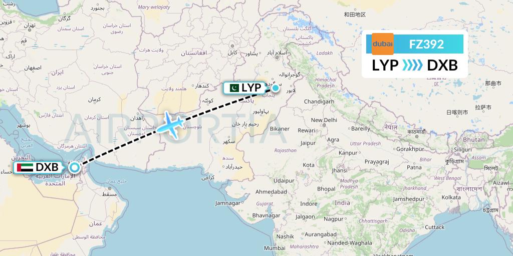 FZ392 Flight Status FlyDubai: Faisalabad to Dubai (FDB392)