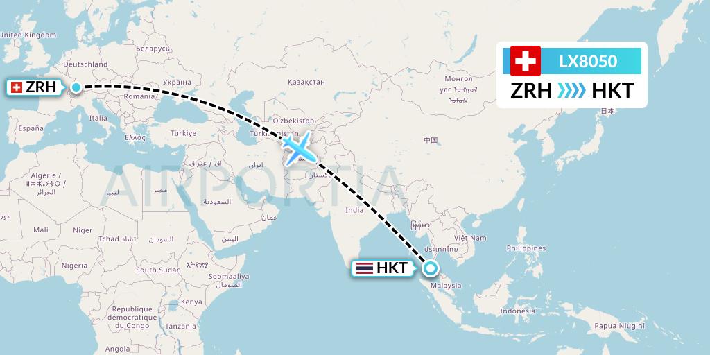 LX8050 Flight Status Swiss: Zurich to Phuket (SWR8050)