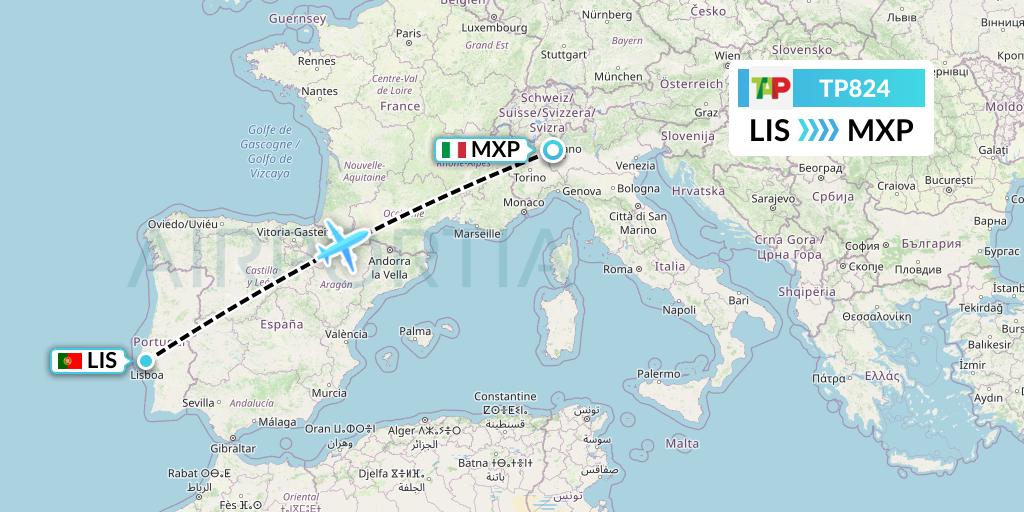 TP824 Flight Status TAP Portugal: Lisbon to Milan (TAP824)