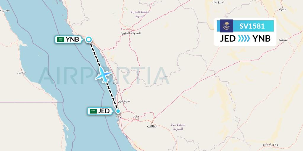 SV1581 Flight Status Saudi Arabian Airlines: Jeddah to Yanbu (SVA1581)