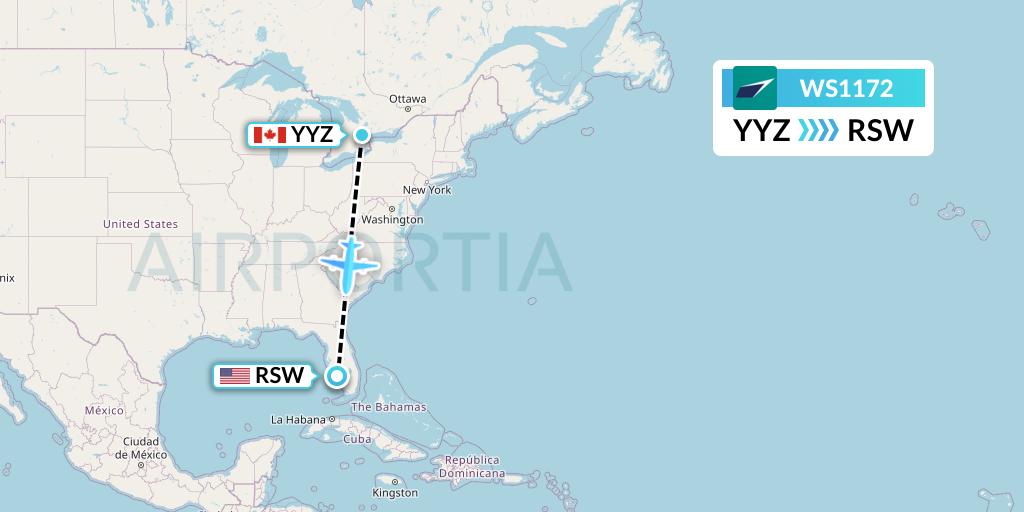 WS1172 Flight Status WestJet: Toronto to Fort Myers (WJA1172)