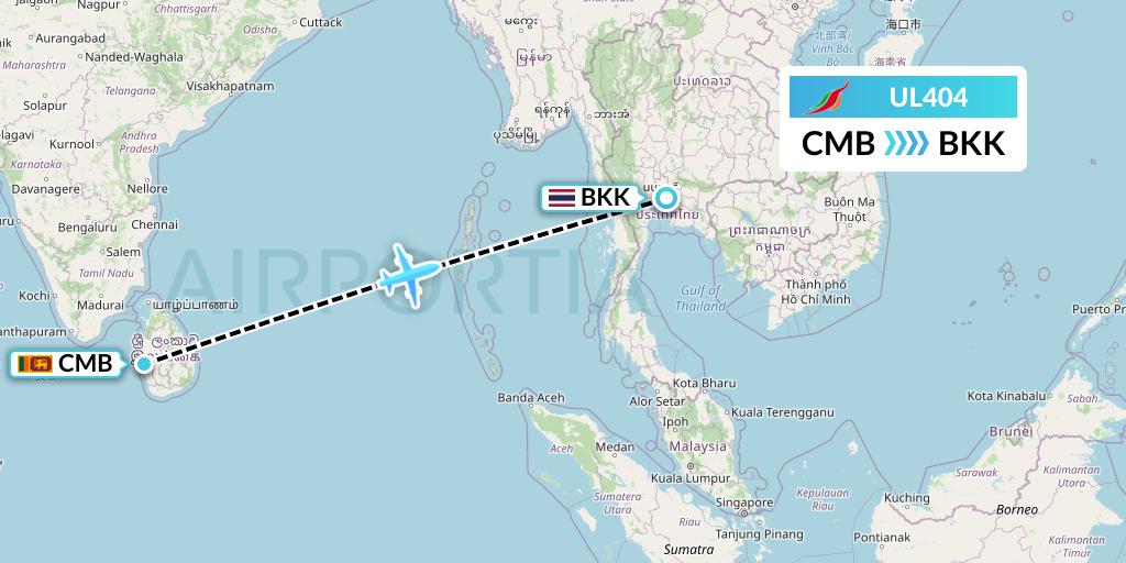 UL404 Flight Status SriLankan Airlines: Colombo to Bangkok (ALK404)
