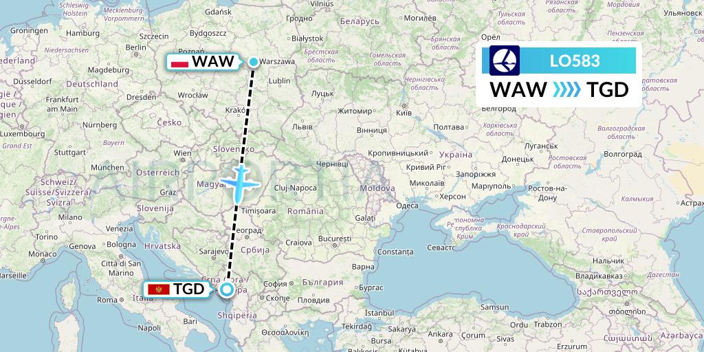 LO583 Flight Status LOT: Warsaw to Podgorica (LOT583)