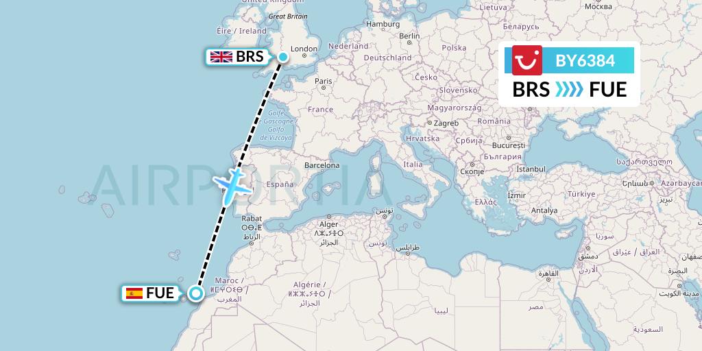 BY6384 Flight Status TUI Airways: Bristol to Fuerteventura (TOM6384)