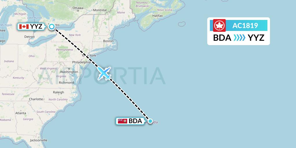 AC1819 Flight Status Air Canada: Bermuda to Toronto (ACA1819)